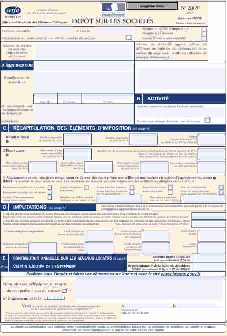 Modèle de formulaire de déclaration sur les sociétés 2065